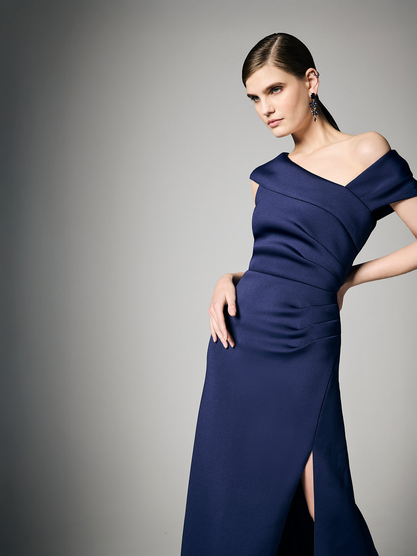 Aleena Navy Scuba Gown - Montique Clothing