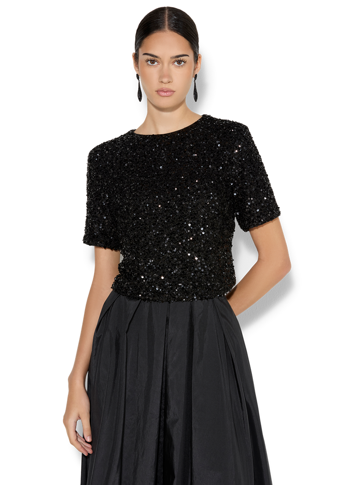 Ginger Black Sequin Top - Montique Clothing