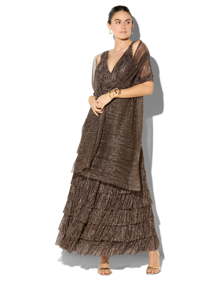 Monroe Mocha Metallic Gown - Montique Clothing