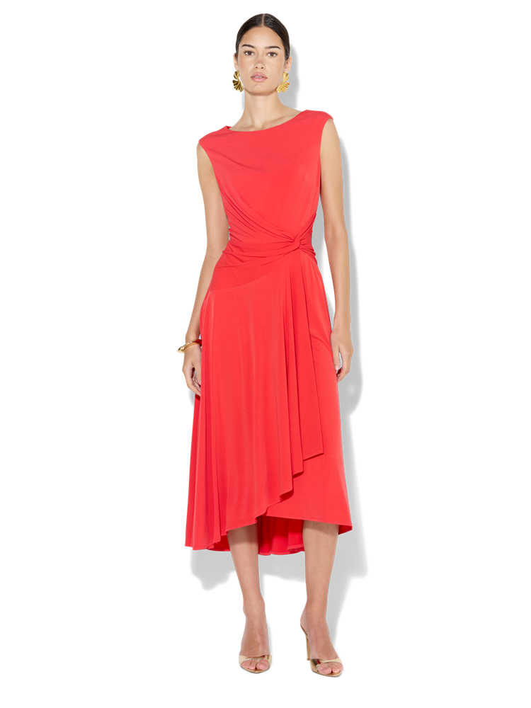Mia Tangerine Jersey Dress - Montique Clothing