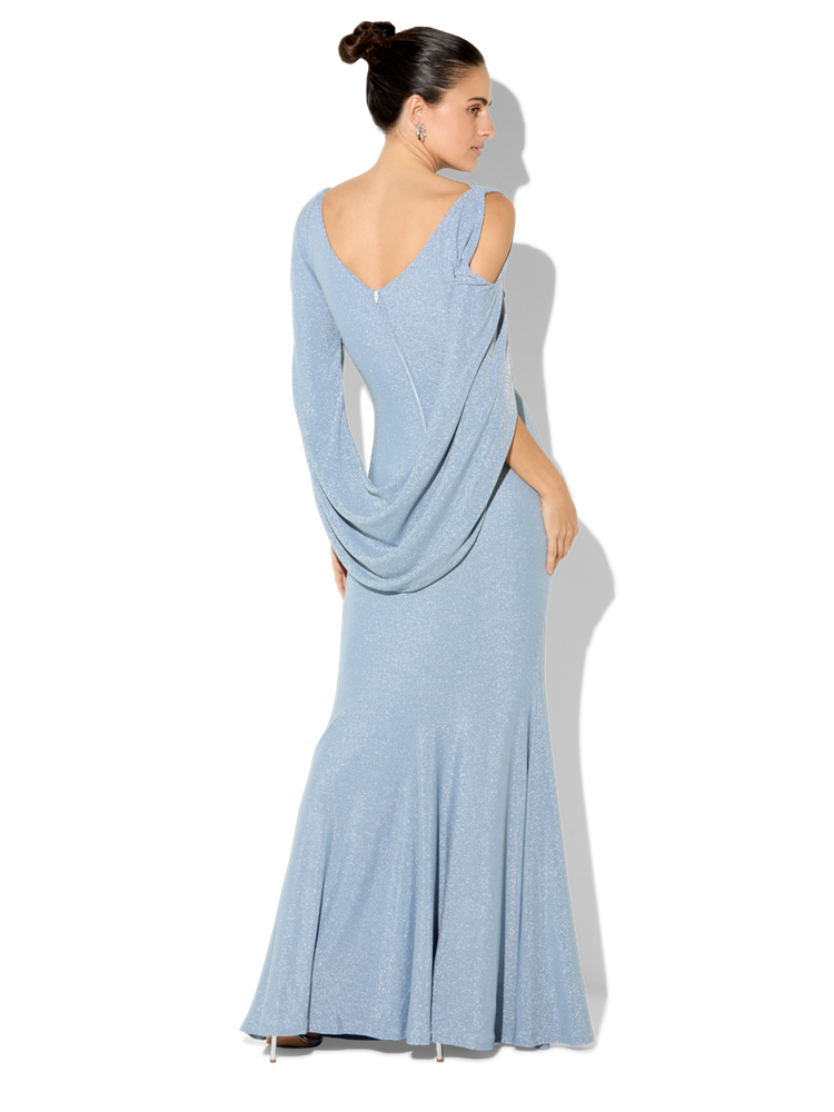 Peta Sky Blue Lurex Gown - Montique Clothing