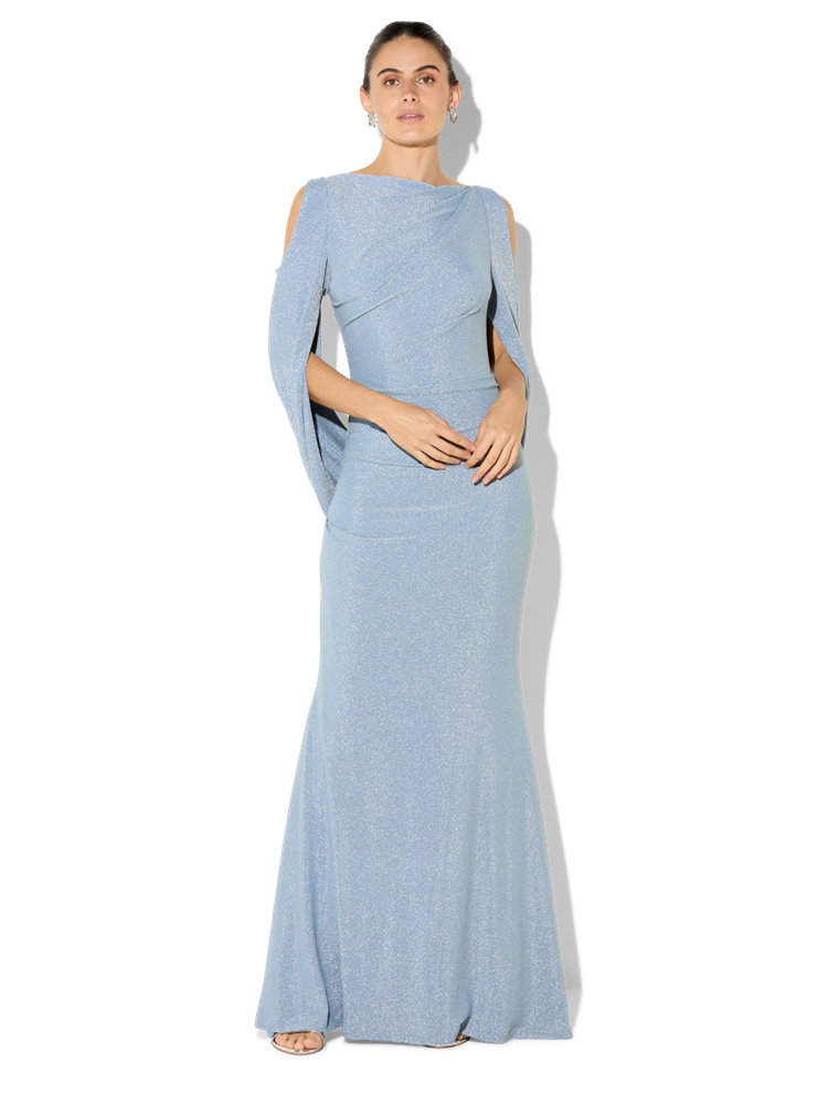 Peta Sky Blue Lurex Gown - Montique Clothing