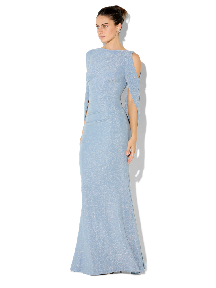Peta Sky Blue Lurex Gown - Montique Clothing