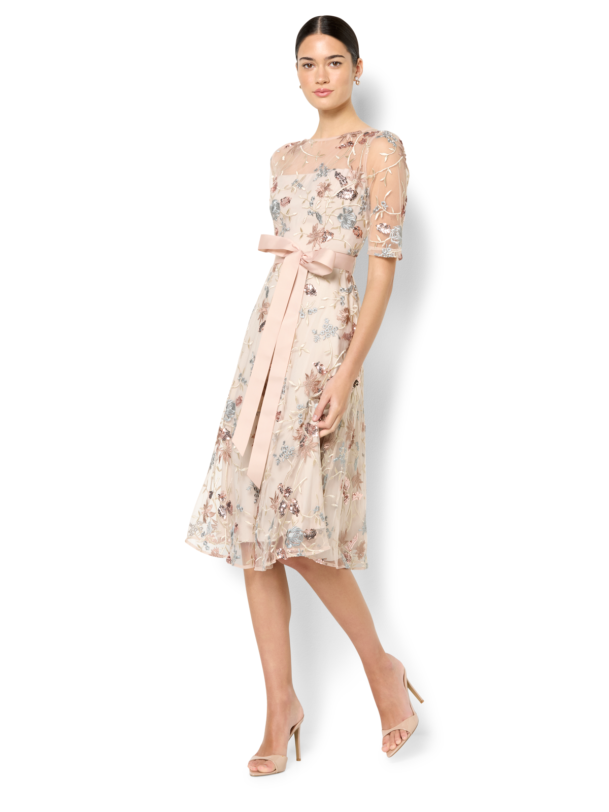 Pippa Mink Embroidered Dress - Montique Clothing