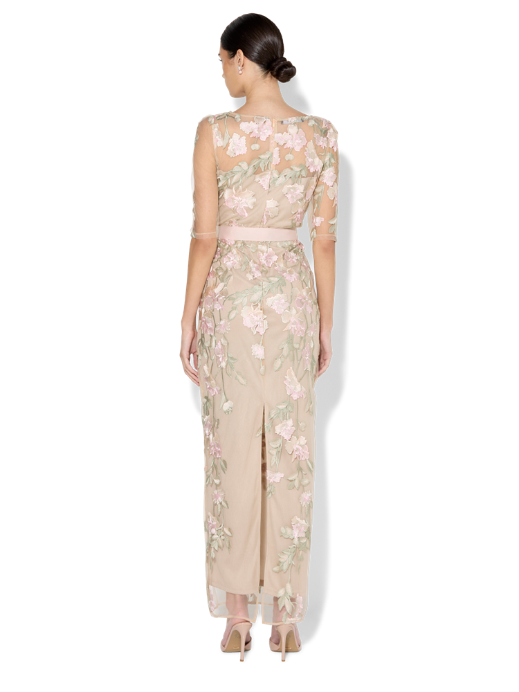 Raya Pink Sequin Embroidered Gown - Montique Clothing