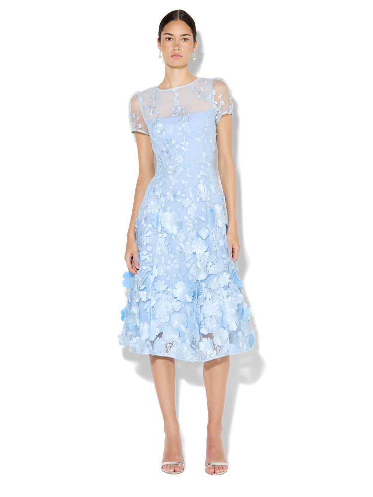 Reece Sky Blue Embroidered Dress - Montique Clothing