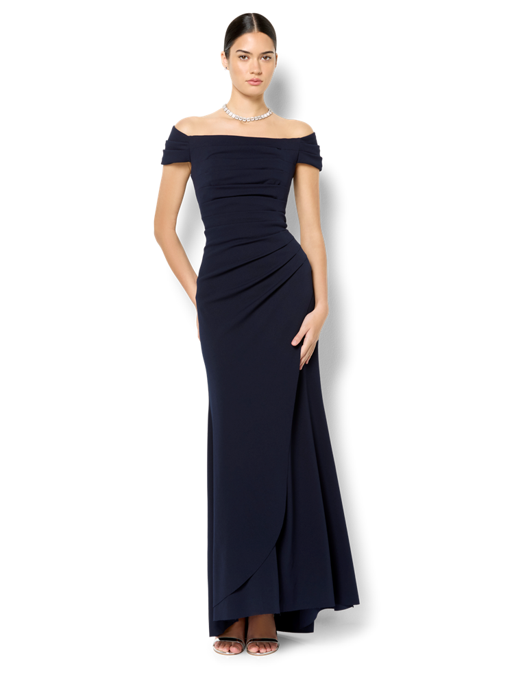 Remi Navy Off The Shoulder Gown - Montique Clothing