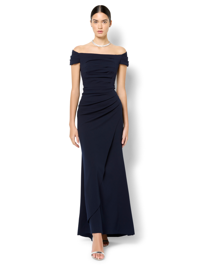 Remi Navy Off The Shoulder Gown - Montique Clothing