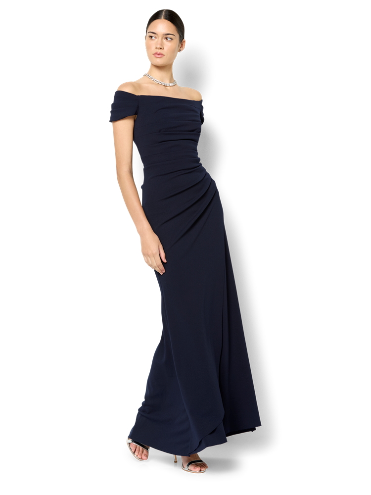 Remi Navy Off The Shoulder Gown - Montique Clothing