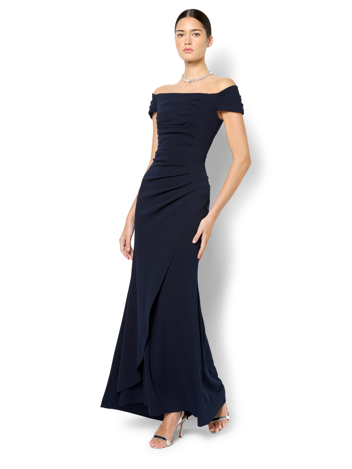 Remi Navy Off The Shoulder Gown - Montique Clothing