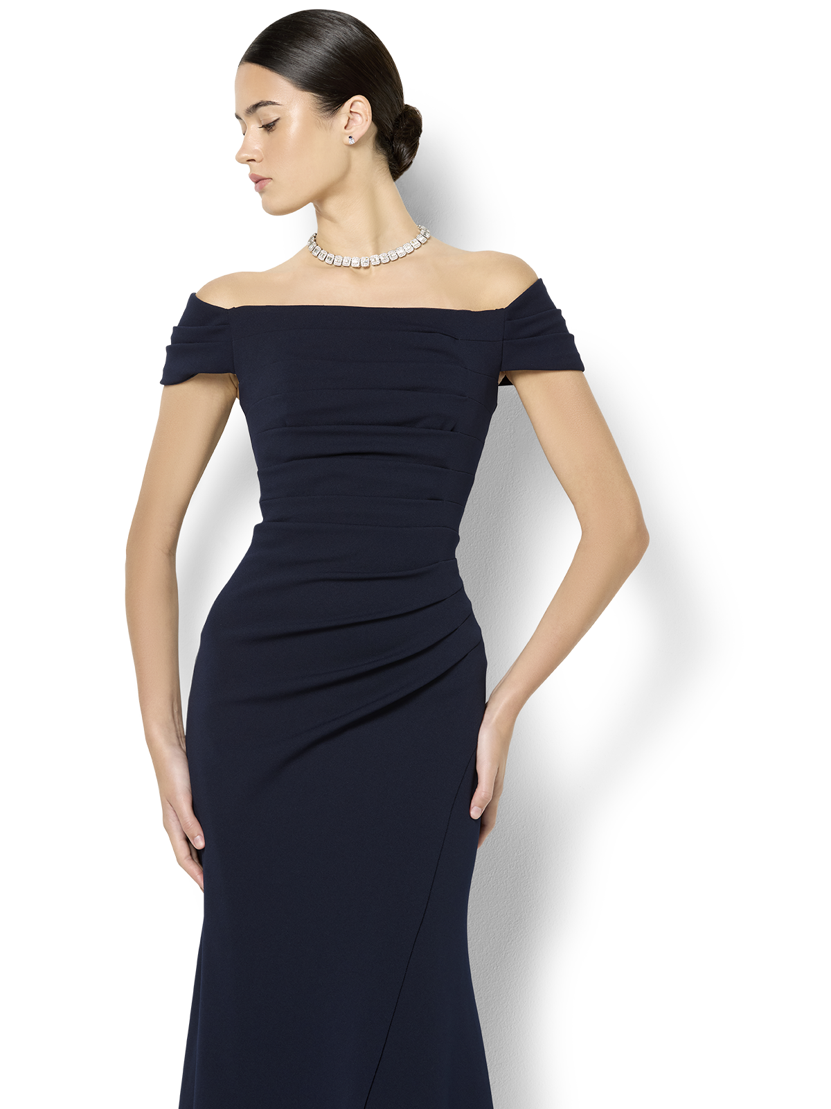 Remi Navy Off The Shoulder Gown - Montique Clothing