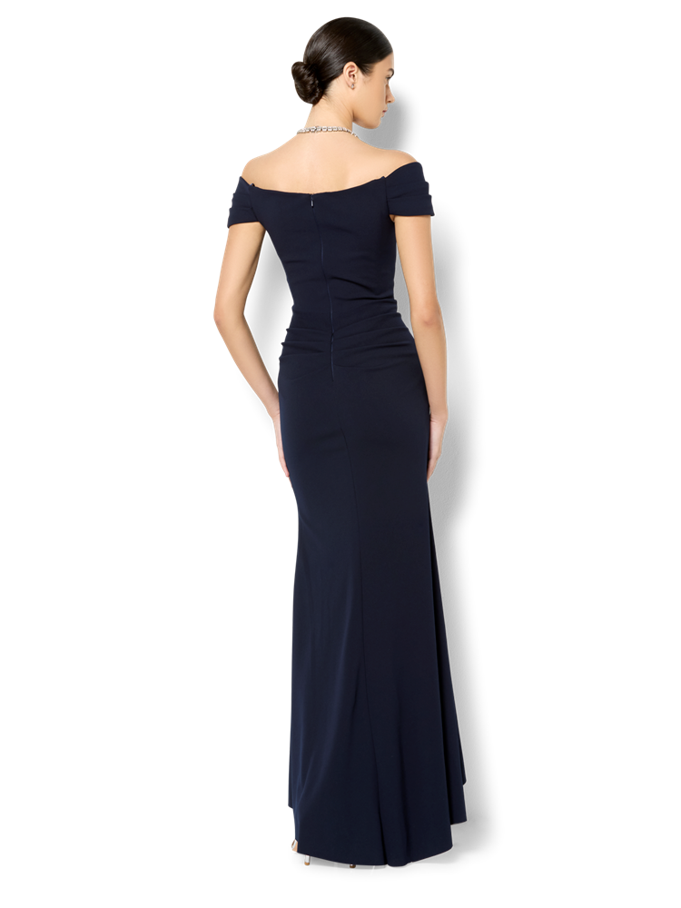 Remi Navy Off The Shoulder Gown - Montique Clothing
