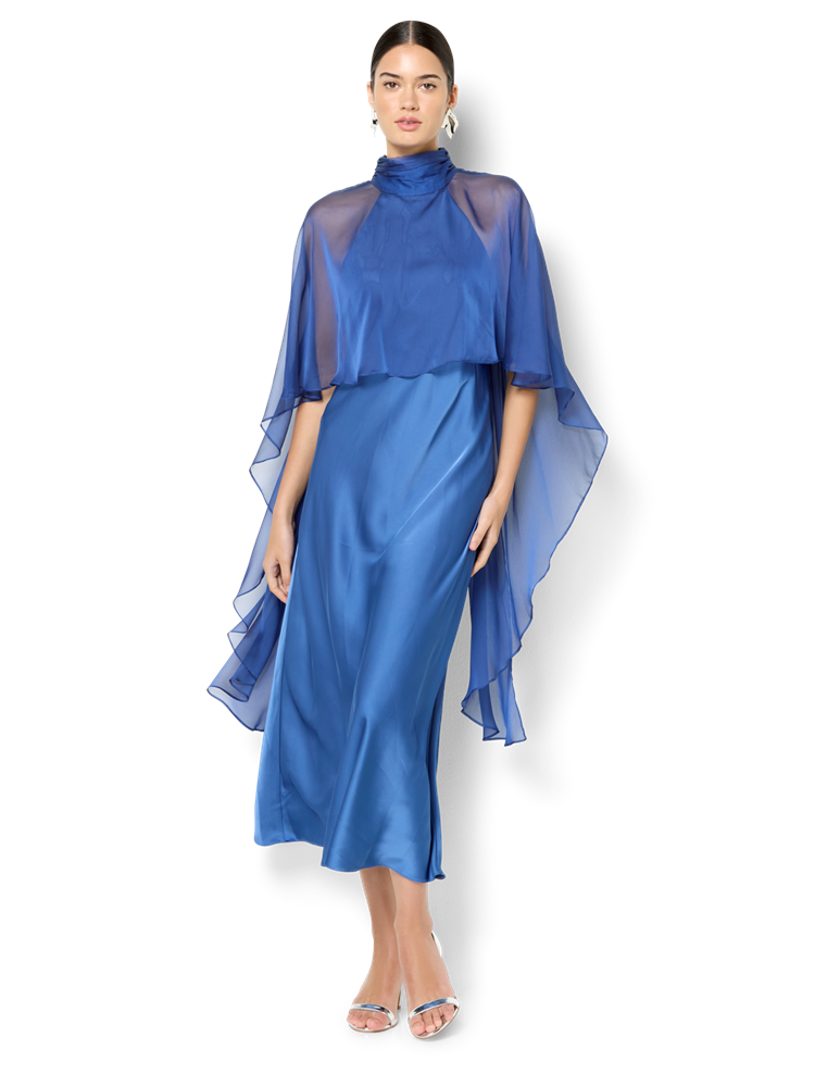 Terry Marine Cape Dress - Montique Clothing