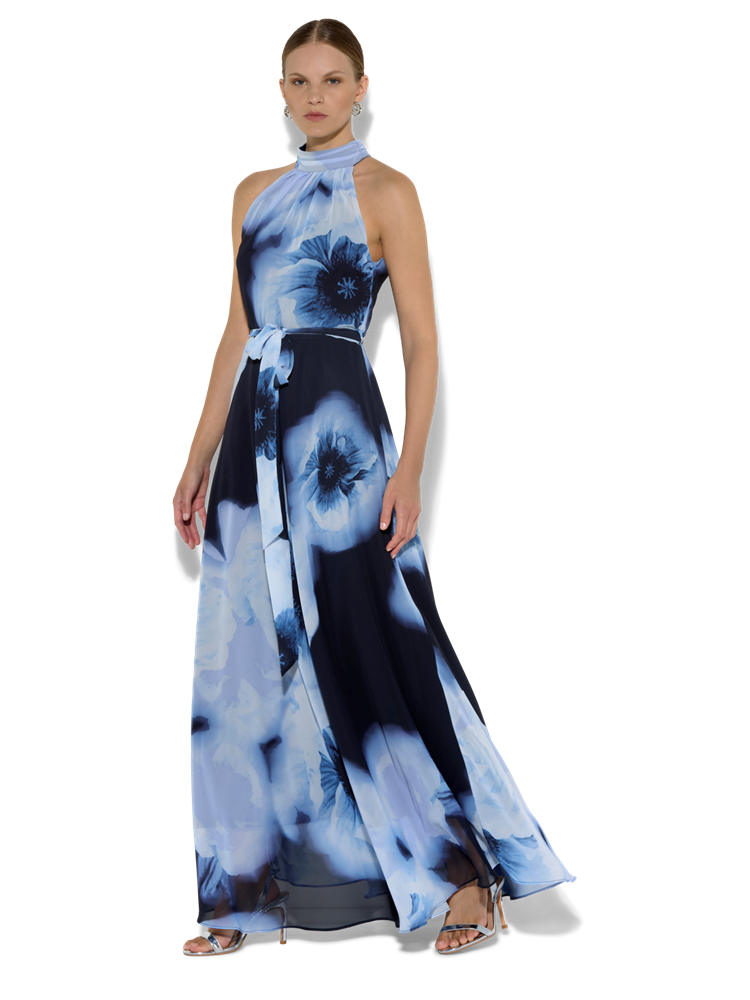 Victoria Sky Blue Printed Maxi - Montique Clothing