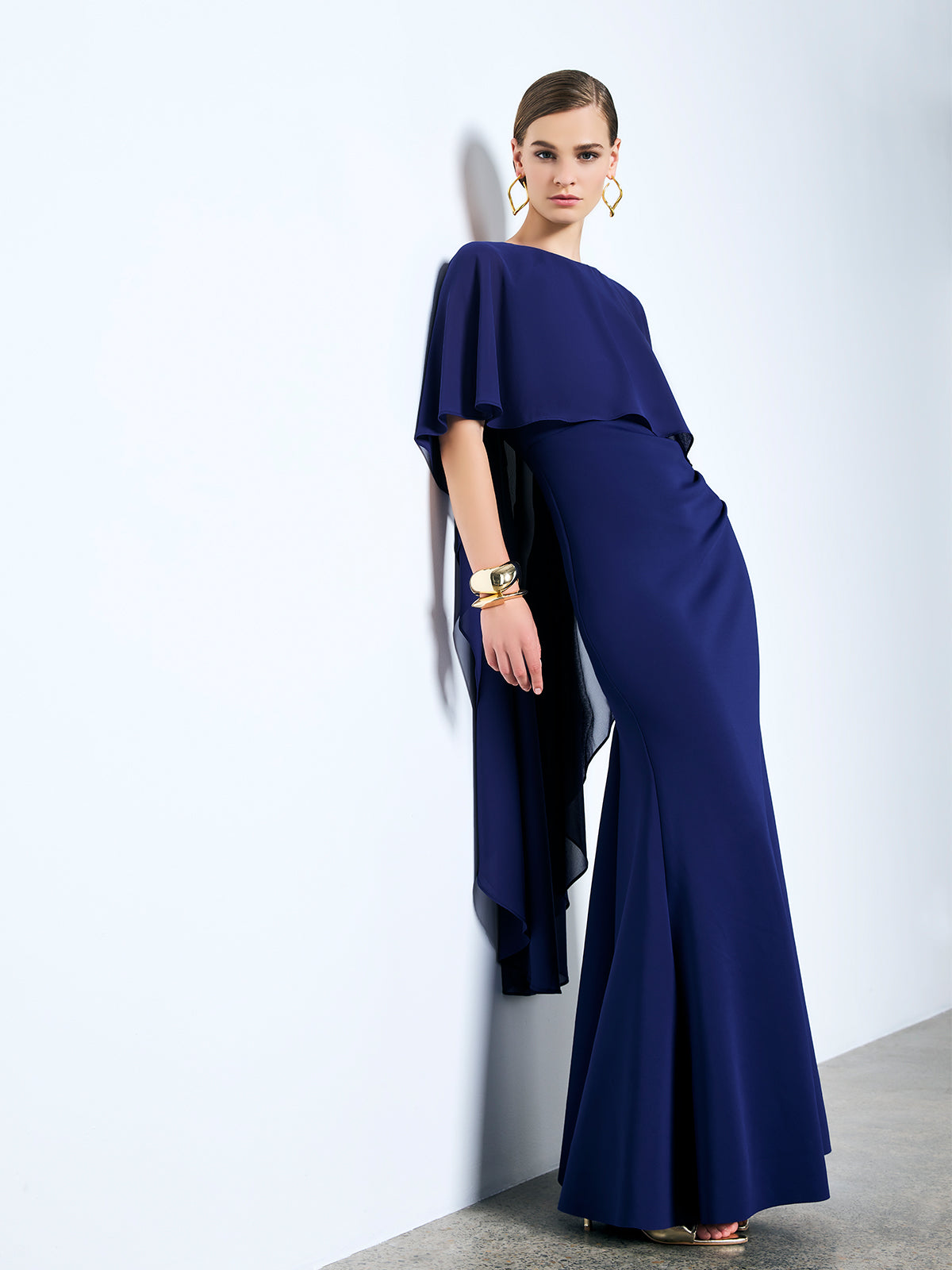 Adelaide Navy Overlay Gown - Montique Clothing