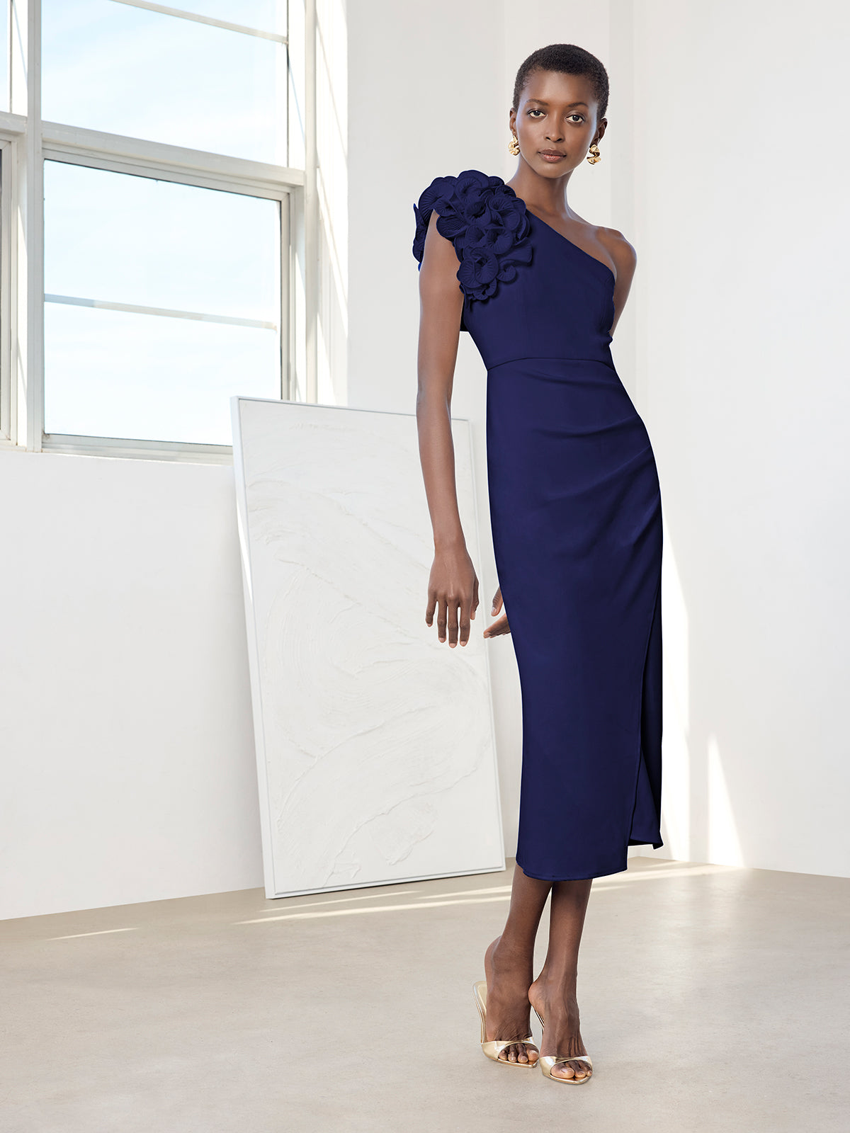 Melody Navy One Shoulder Dress - Montique Clothing