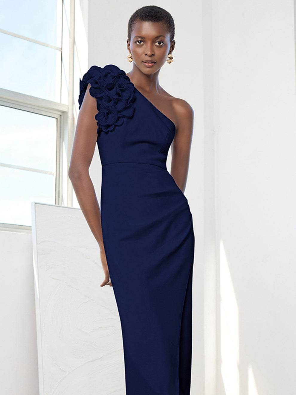Melody Navy One Shoulder Dress - Montique Clothing