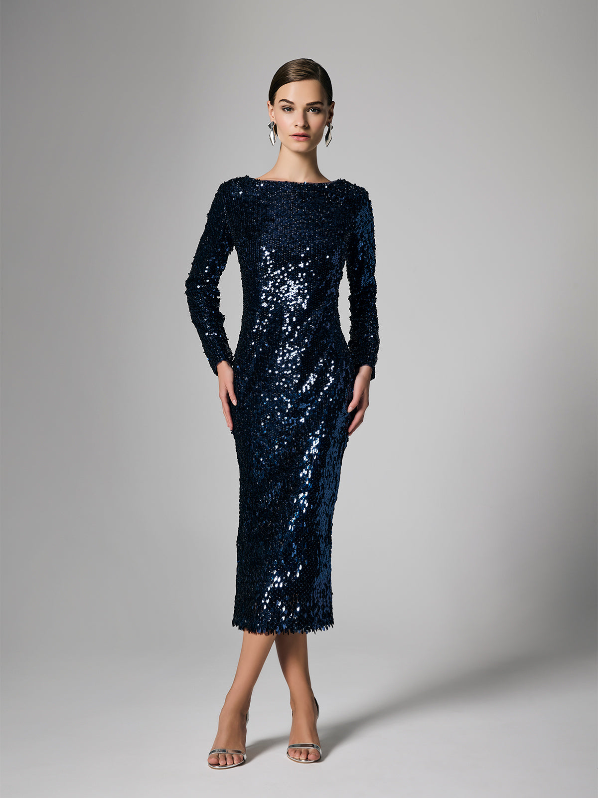 Miranda Navy Sequin Shift Dress - Montique Clothing