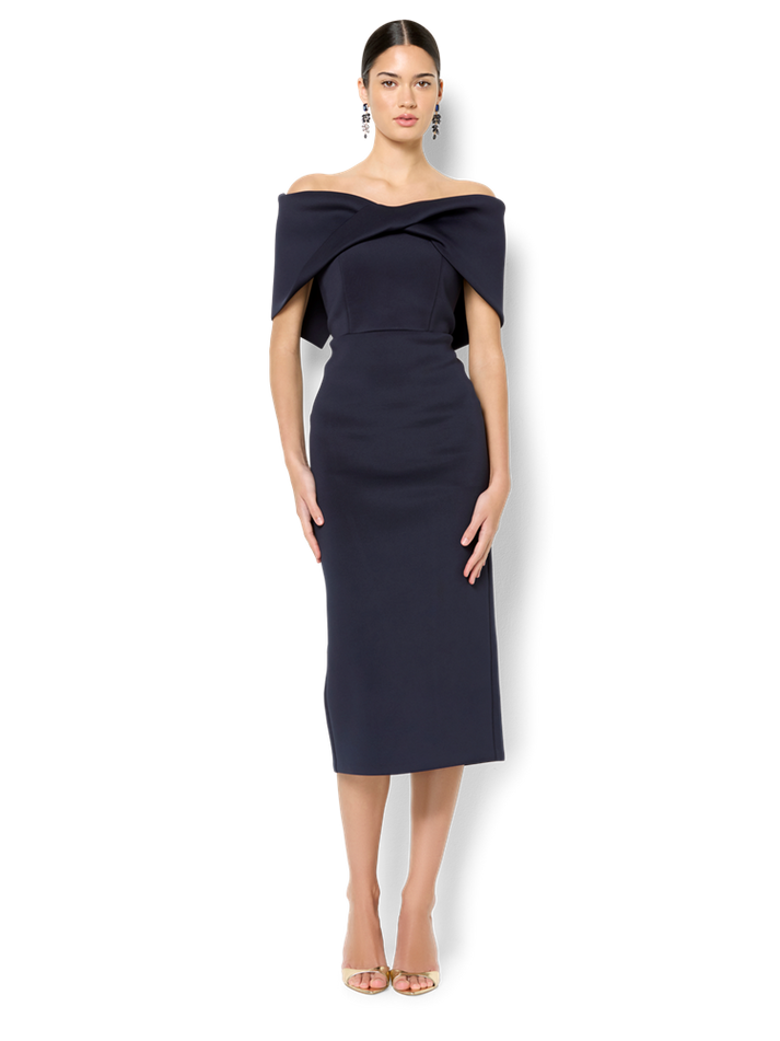 Regina Navy Off The Shoulder Dress – Montique