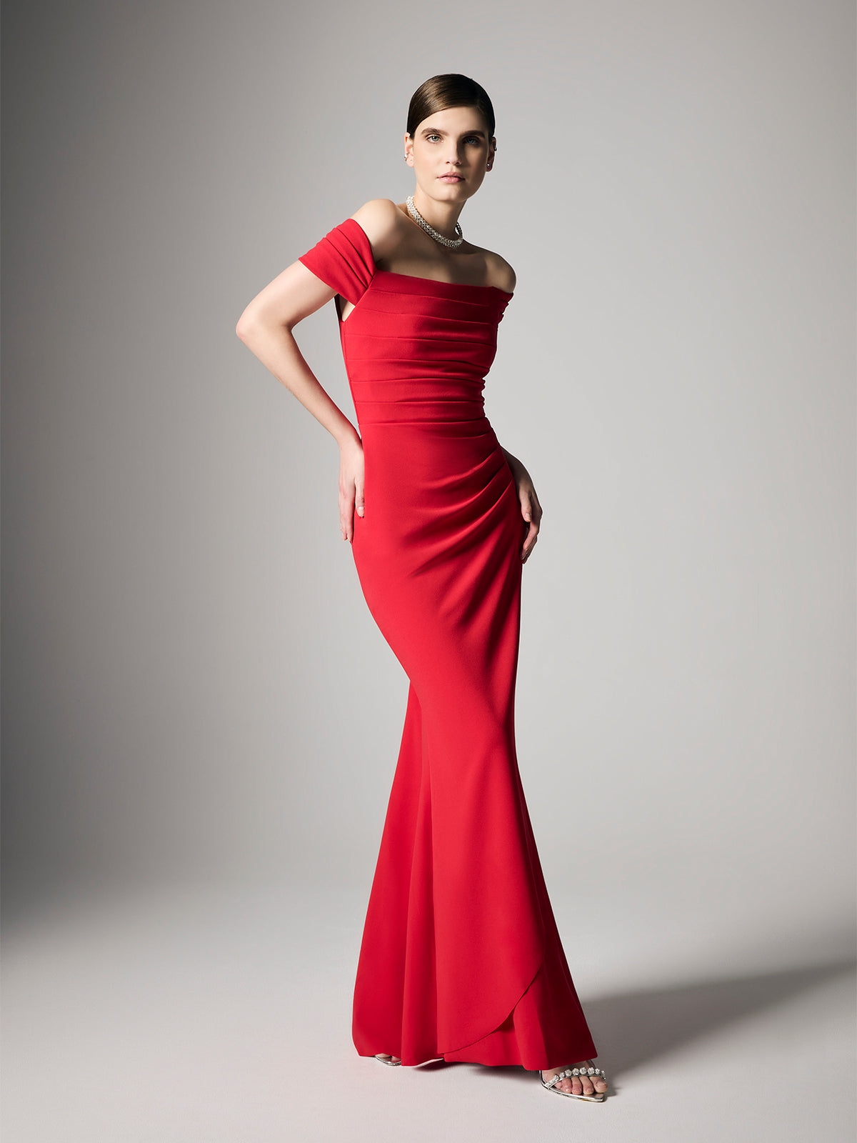 Remi Red Off The Shoulder Gown - Montique Clothing
