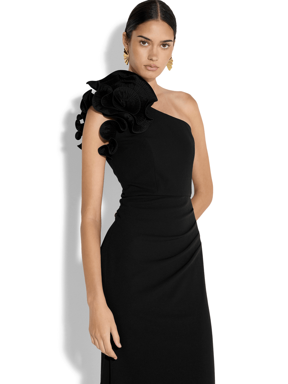 Sandro Black One Shoulder Gown - Montique Clothing