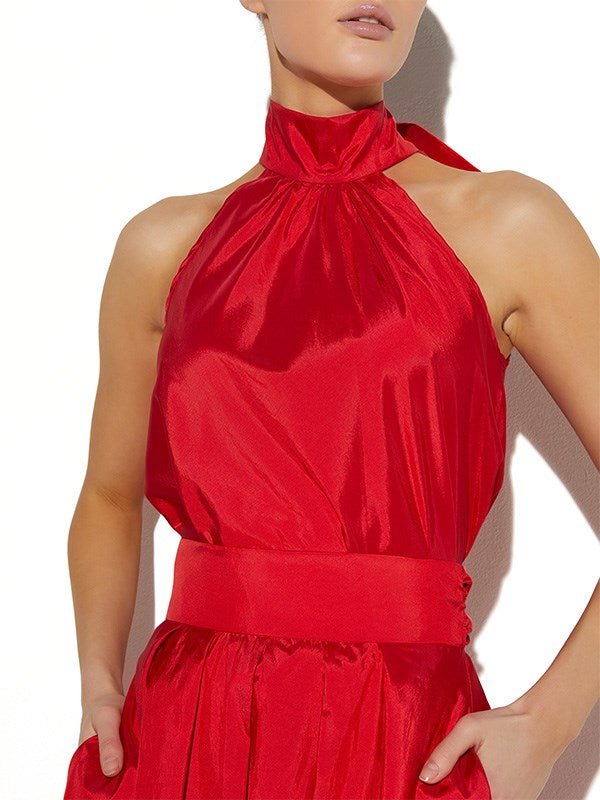 Ava Red Halter Top - Montique Clothing