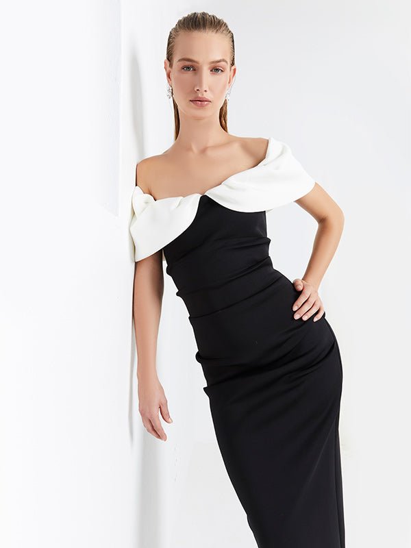 Bree Two Tone Midi Dress - Montique Clothing