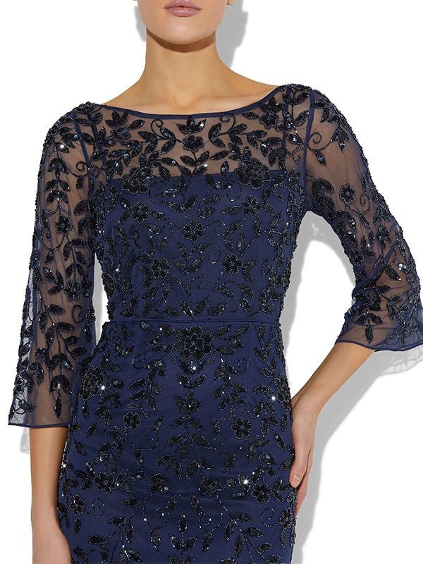 Eliza Navy Hand Beaded Gown – Montique